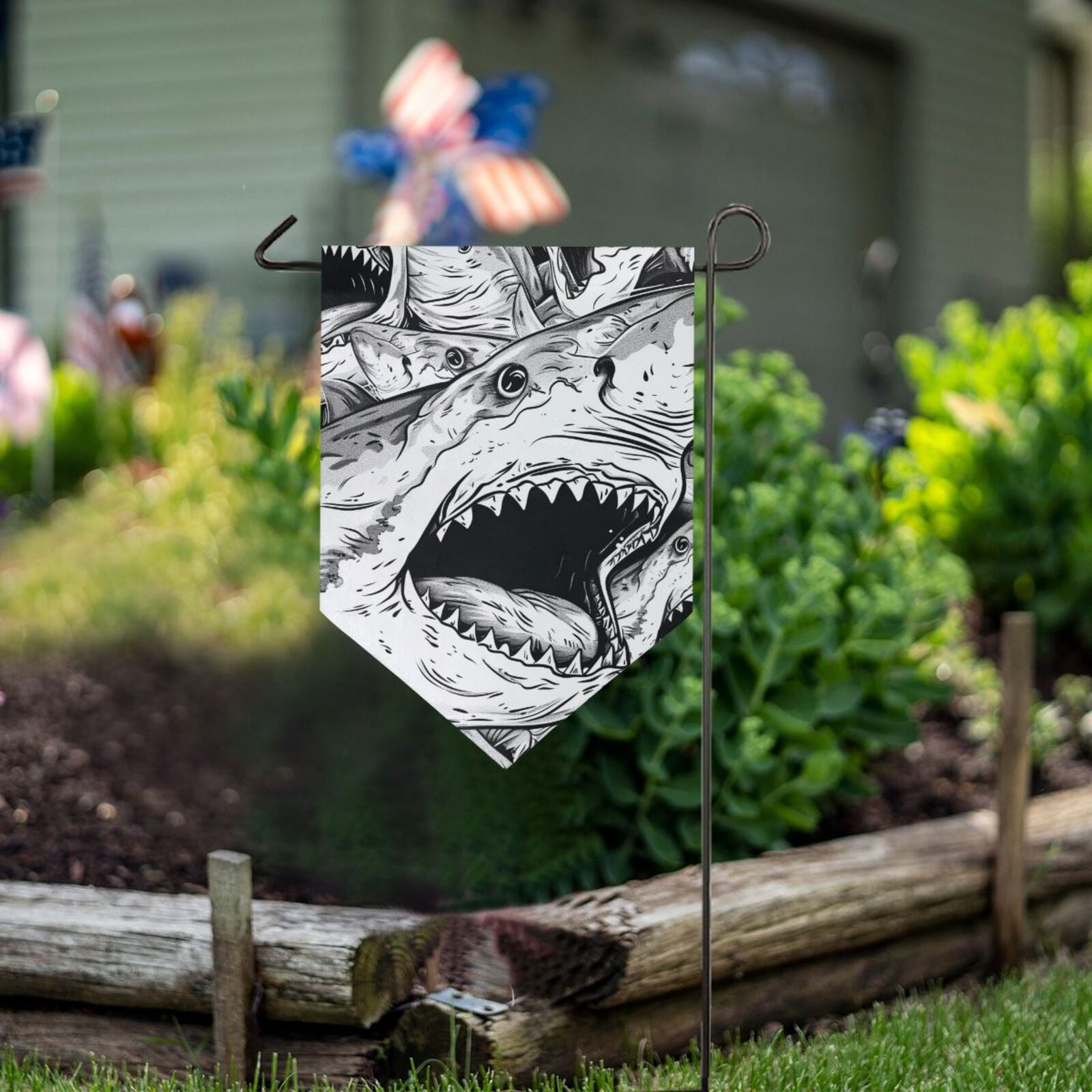 Sharks Gray Garden Flag 18" x 12.5" Double Sided Yard Lawn Outdoor ...