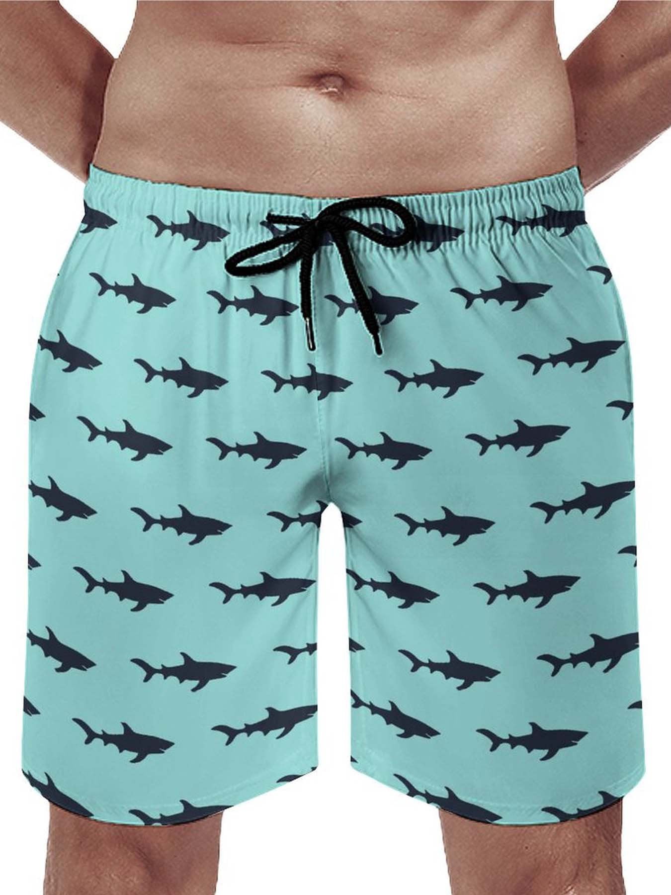 Sharks Mens Swim Trunks Quick Dry Stretch Board Shorts with Soft Mesh ...