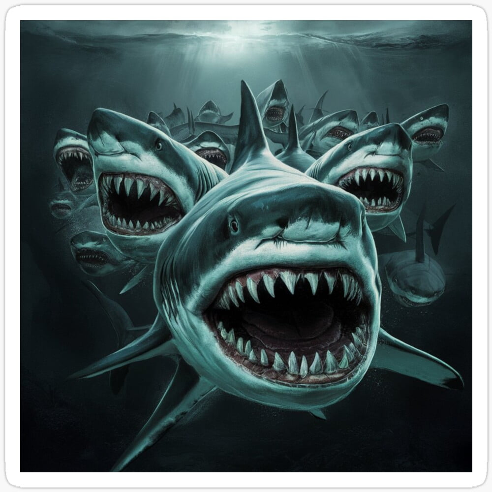 Sharks Poster Sticker Phone Decal Water Bottle Stickers Car Decals ...