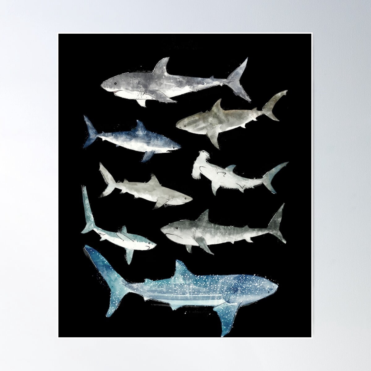 Sharks Poster Wall Art, Modern Wall Decor For Living Room Bedroom, 8x12 ...