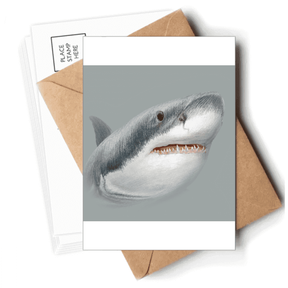 Sharks Roam Ocean Hunt Art Deco Fashion Postcards Envelopes Blank Note ...