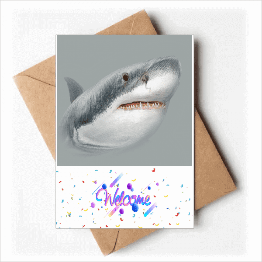 Sharks Roam Ocean Hunt Art Deco Fashion Welcome Back Greeting Cards ...