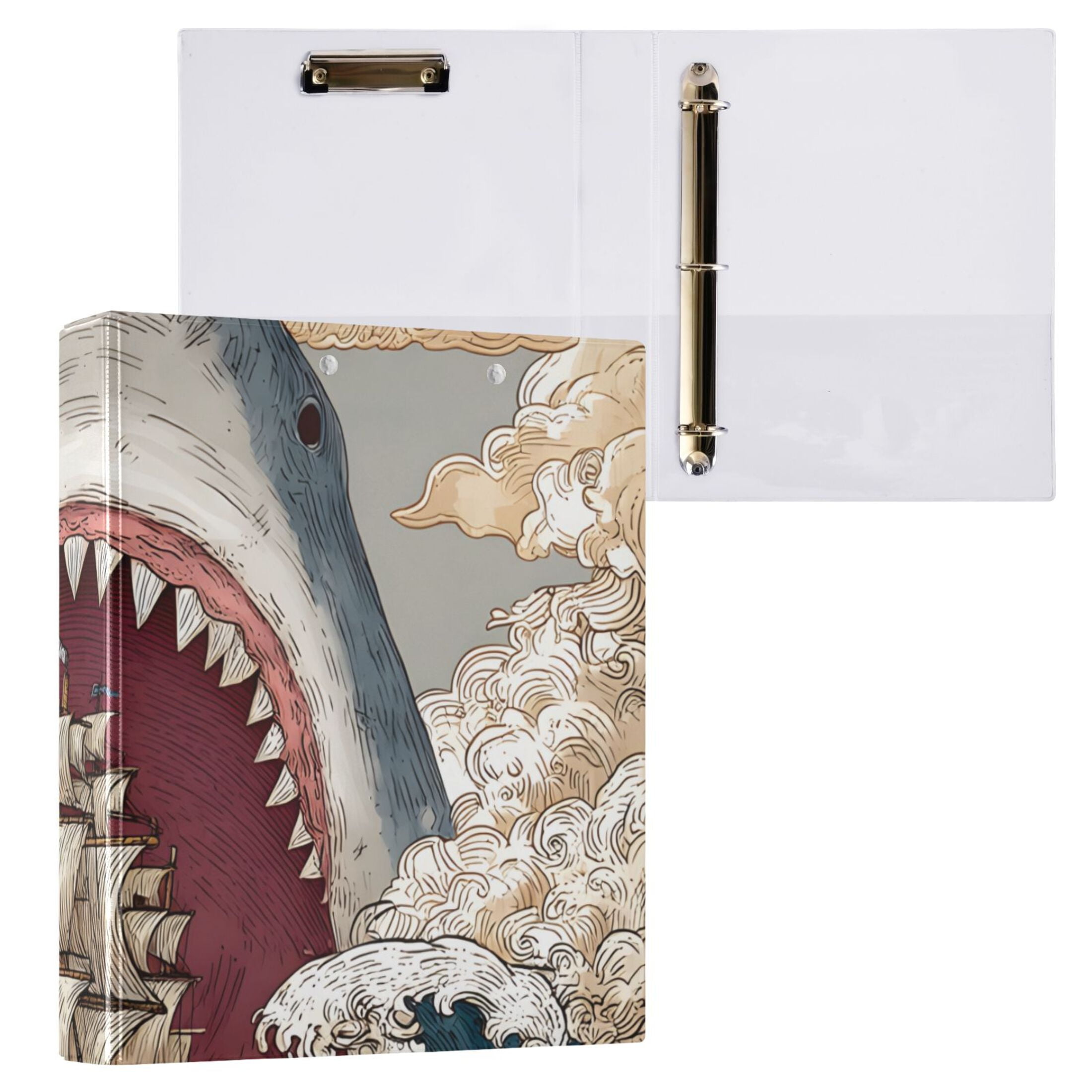 Sharks Roaring Wave Sailboat Round Ring Binder 3 Rings 1.5" Capacity ...