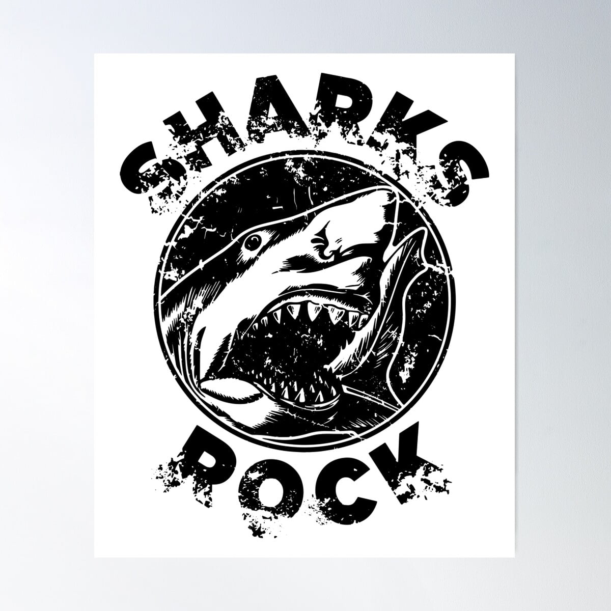 Sharks Rock Shark Lover Poster Wall Art, Modern Wall Decor For Living ...