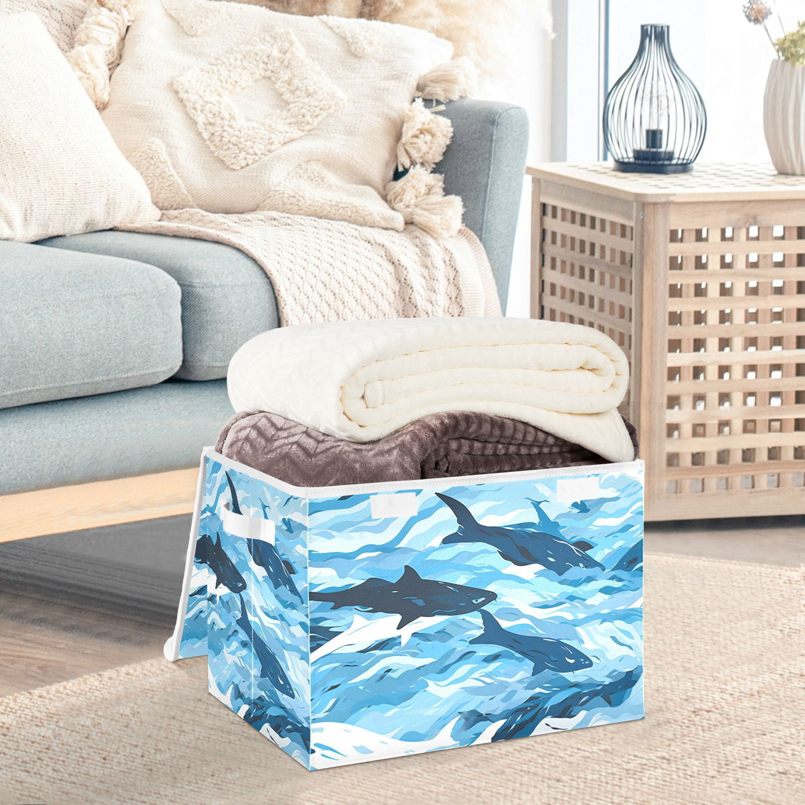 Sharks Sea Storage Basket Foldable Laundry Basket Shelf Kids Toy ...