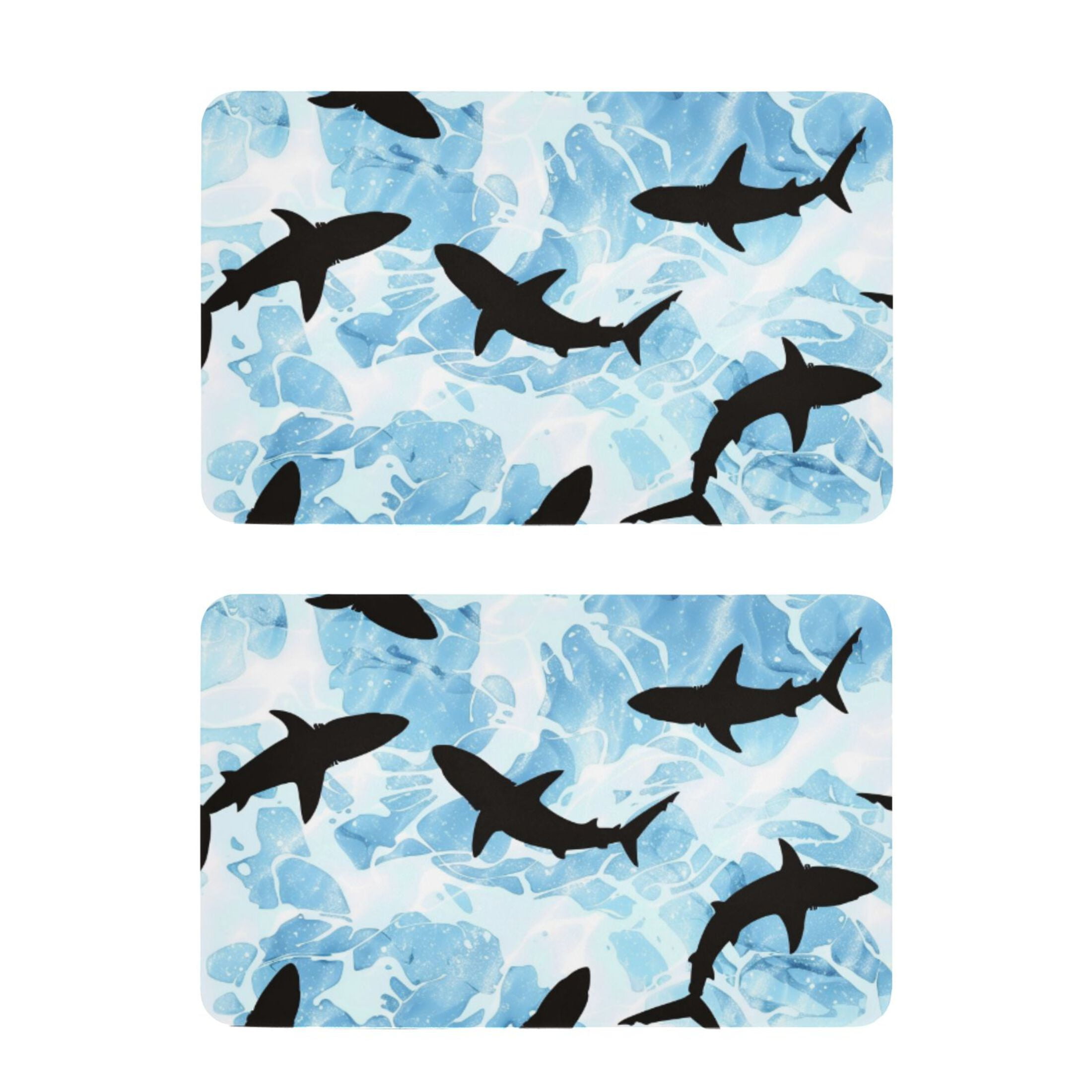 Sharks Silhouette Swimming Refrigerator Magnet Stickers Square Fridge ...