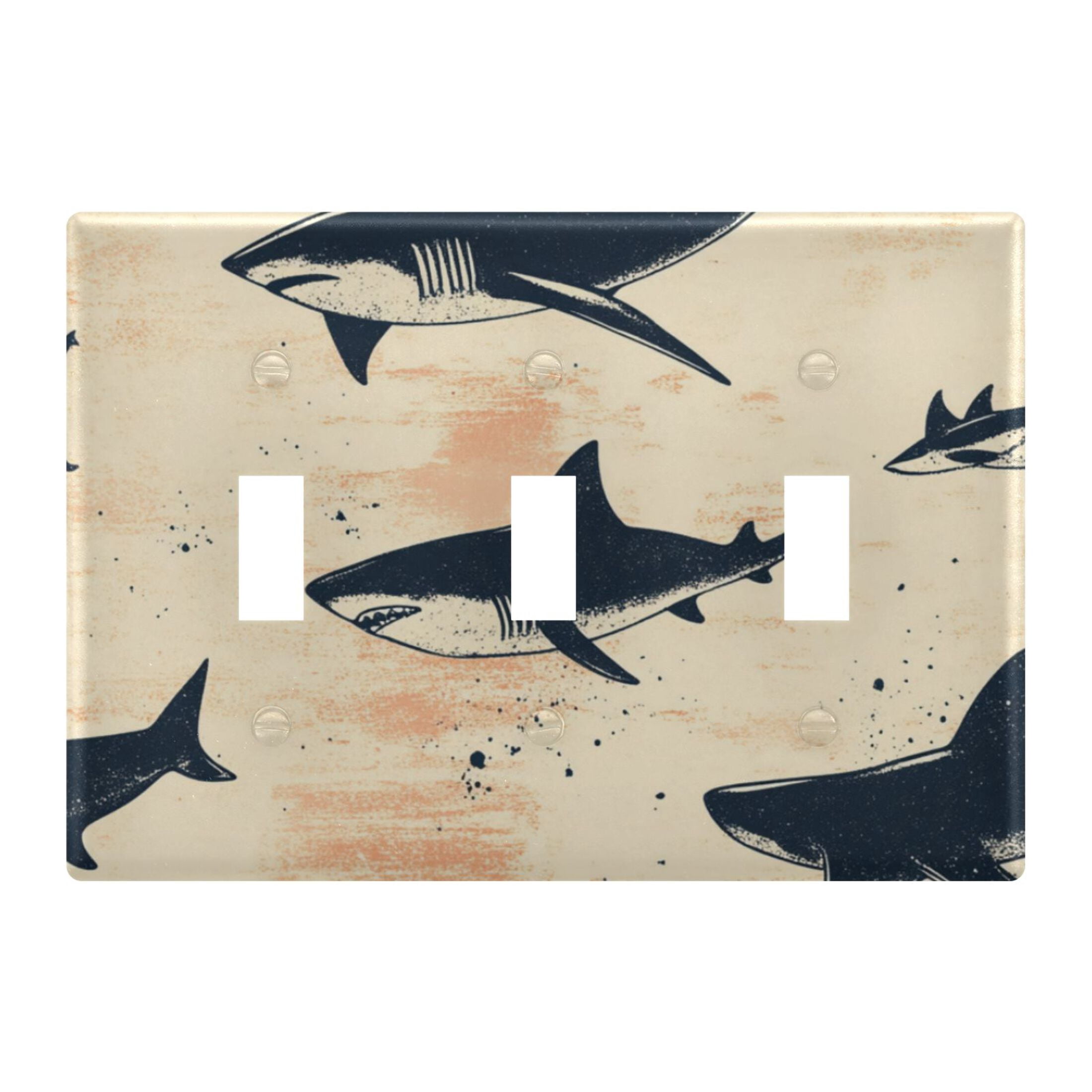 Sharks Swimming Around Light Switch Cover Decorative 3 Gang Wall Plate ...