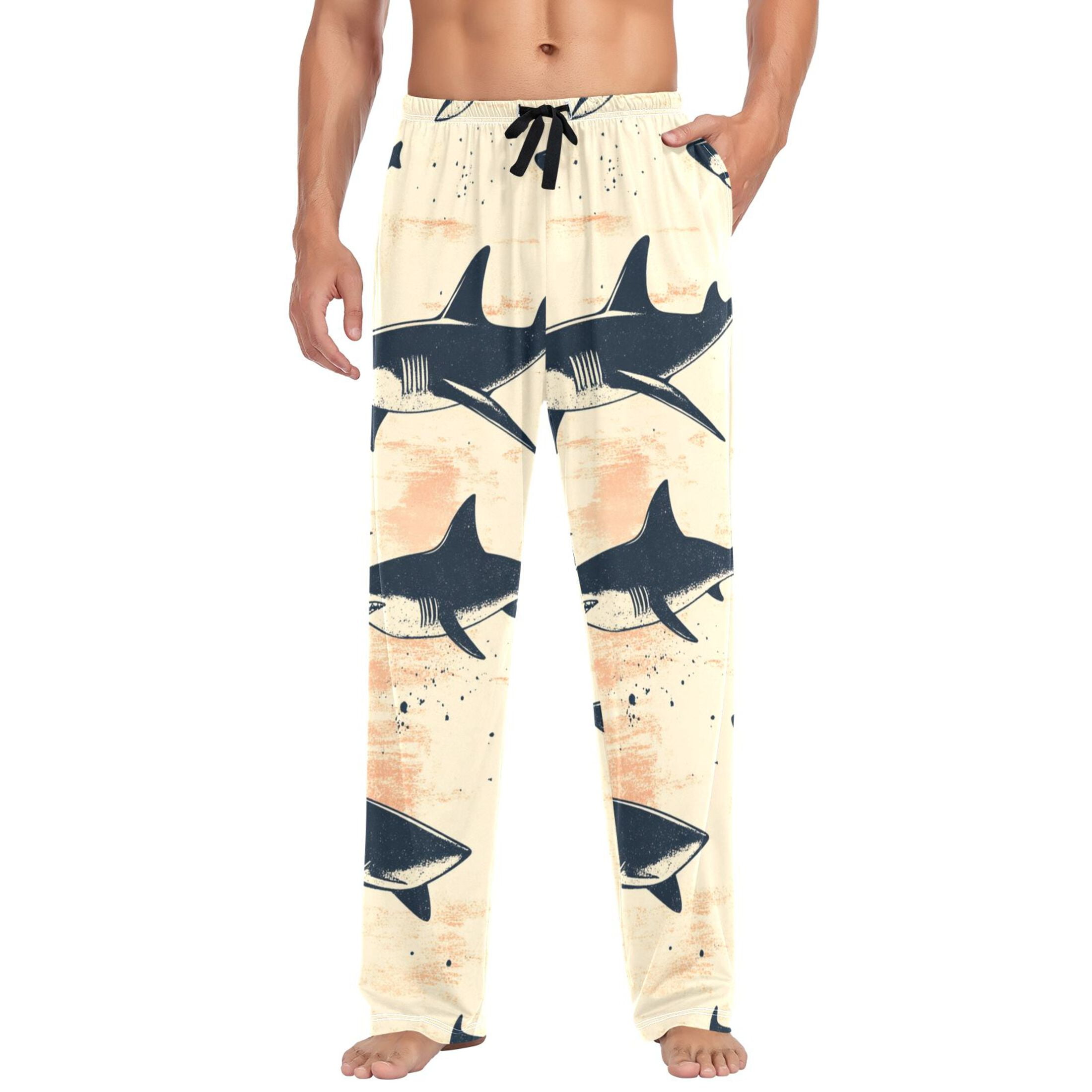 Sharks Swimming Around Mens Cotton Pajama Pant Sleep and Lounge Bottons ...