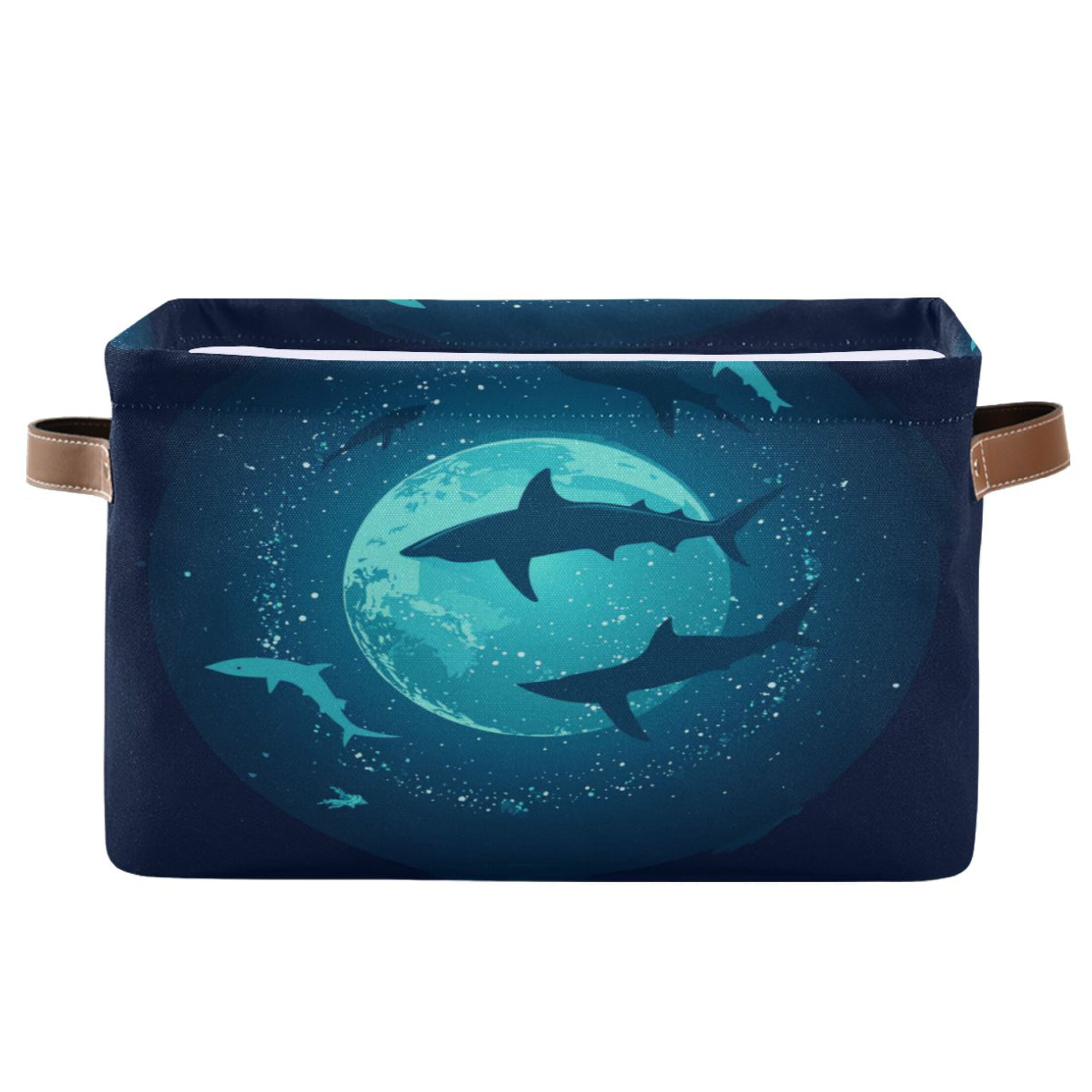 Sharks Swimming Around The Planet Earth Foldable Storage Basket,Canvas ...