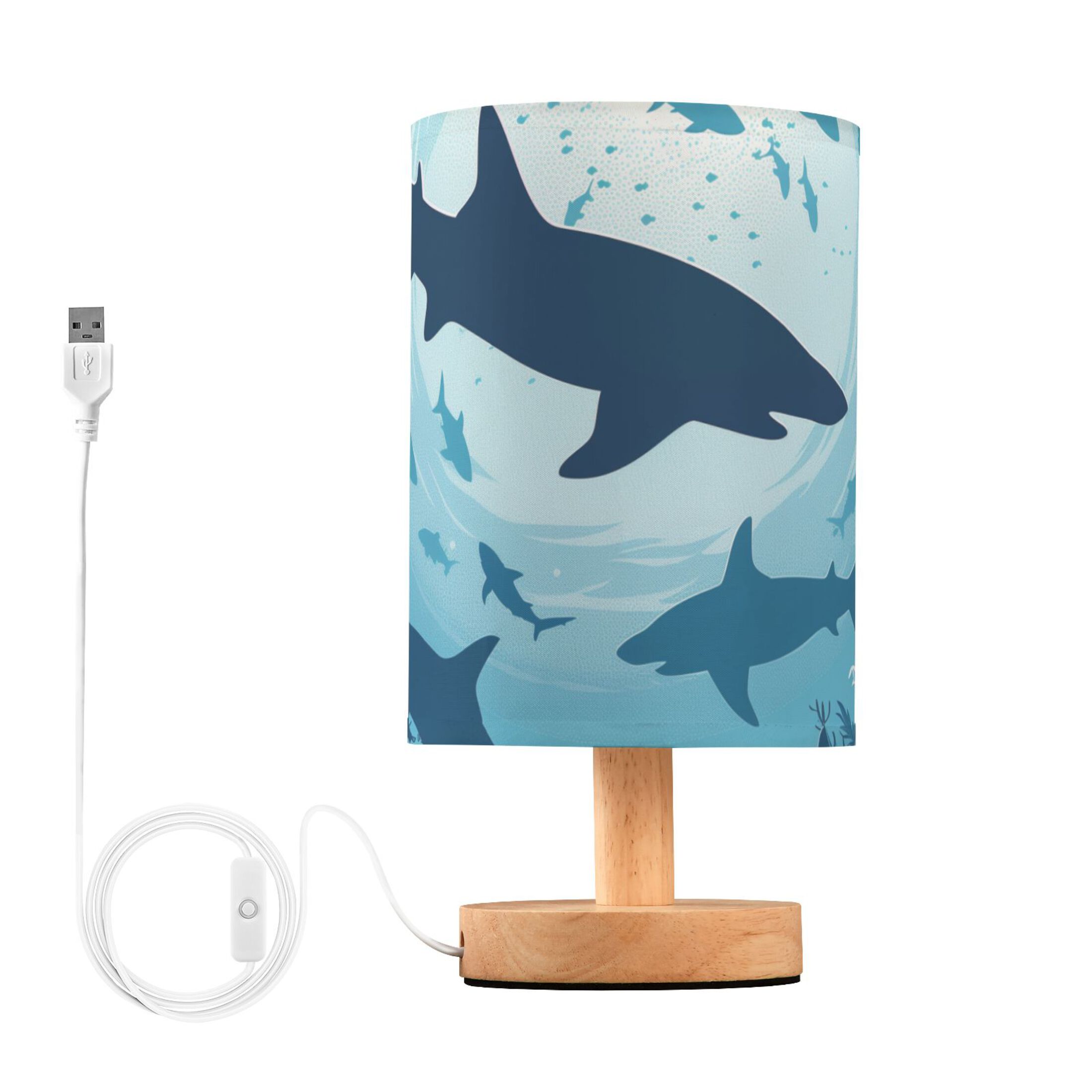 Sharks Swimming Silhouettes Bedside Desk Lamp LED Table Nightstand ...