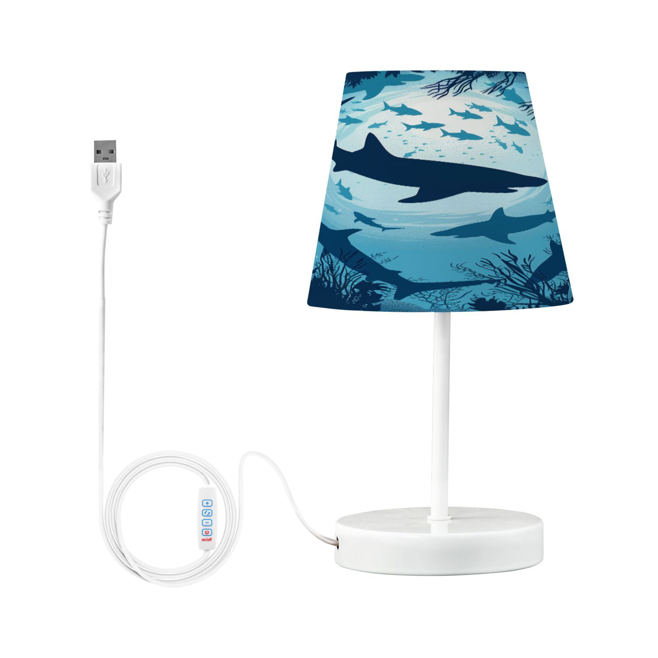 Sharks Swimming Silhouettes Desk Lamp LED Table Nightstand Lamps with 3 ...