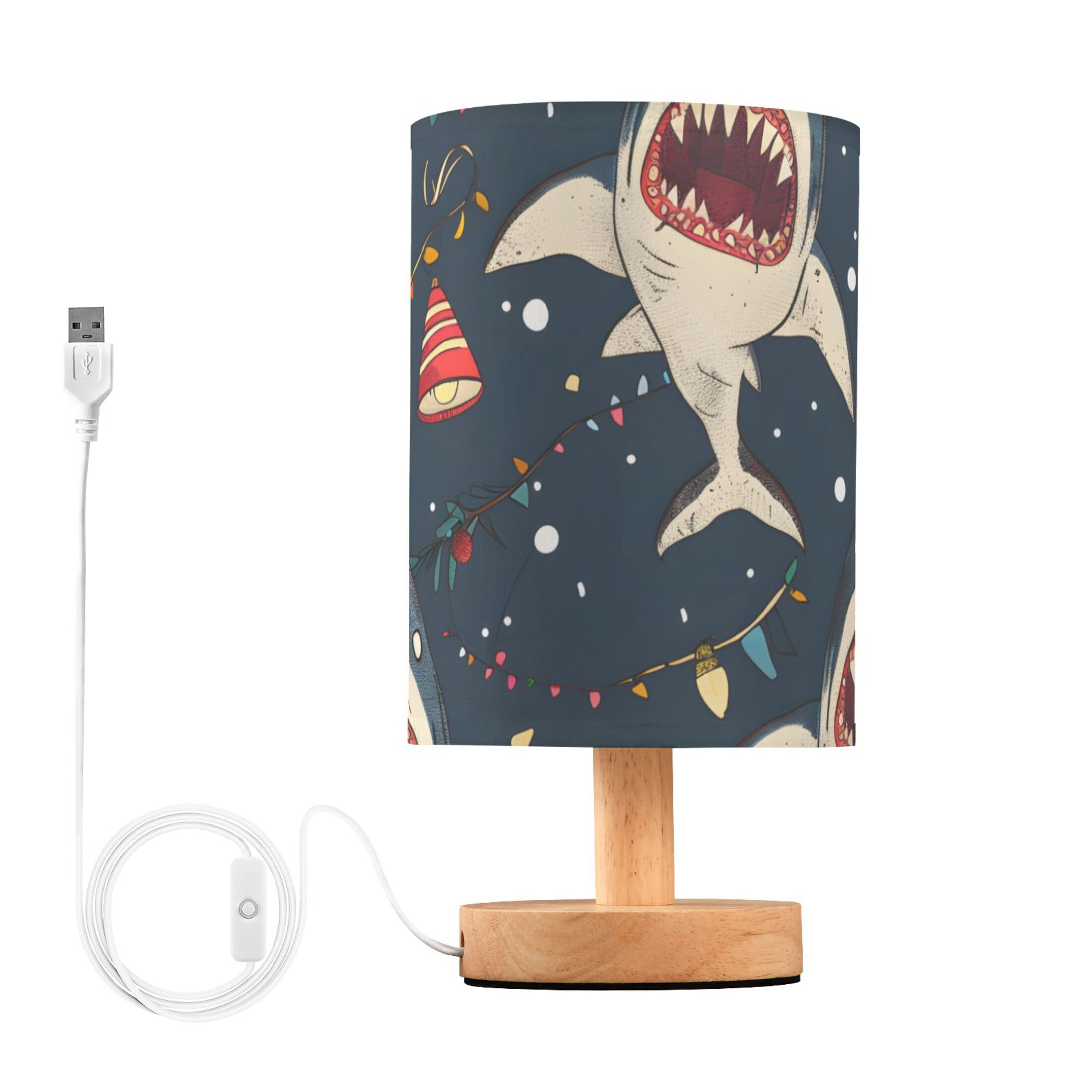 Sharks Table Lamp USB Bedside Desk Nightstand Lamp Printed Gifts Small ...
