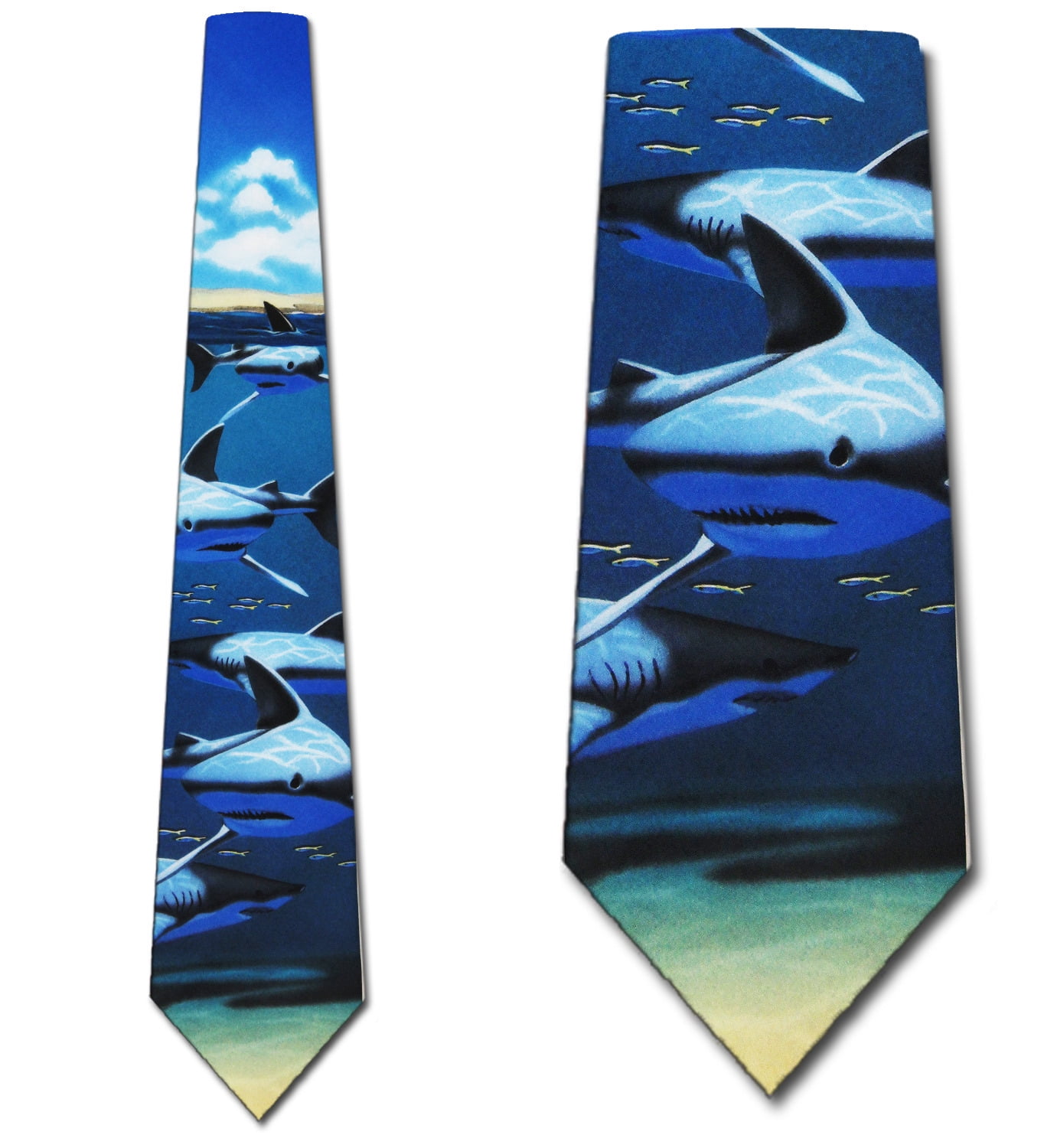 Sharks Ties Fish Necktie Mens Animal Sea Life Tie by The Three Rooker ...