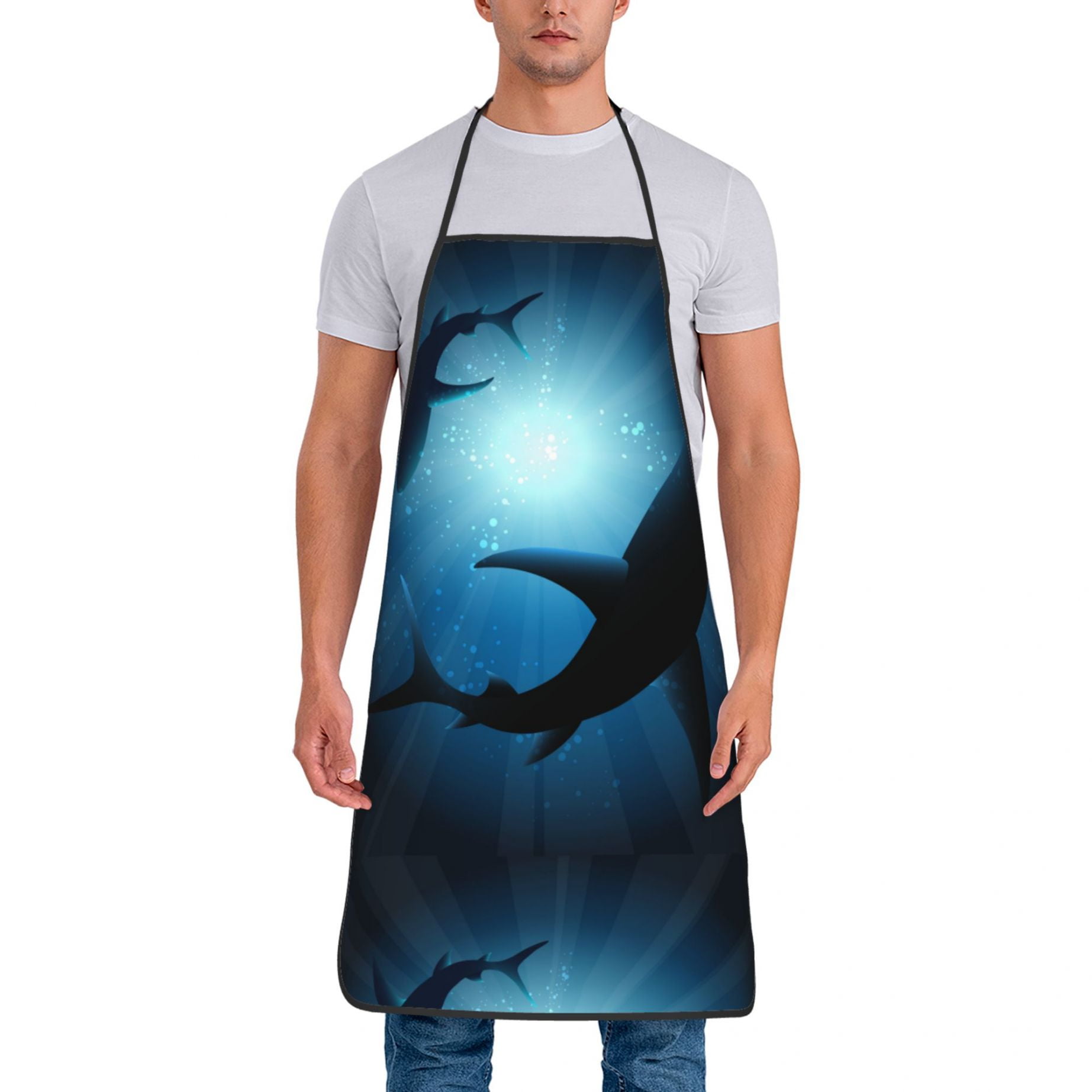 Sharks Under Water Aprons for Women Men Waterproof Apron Kitchen Chef ...