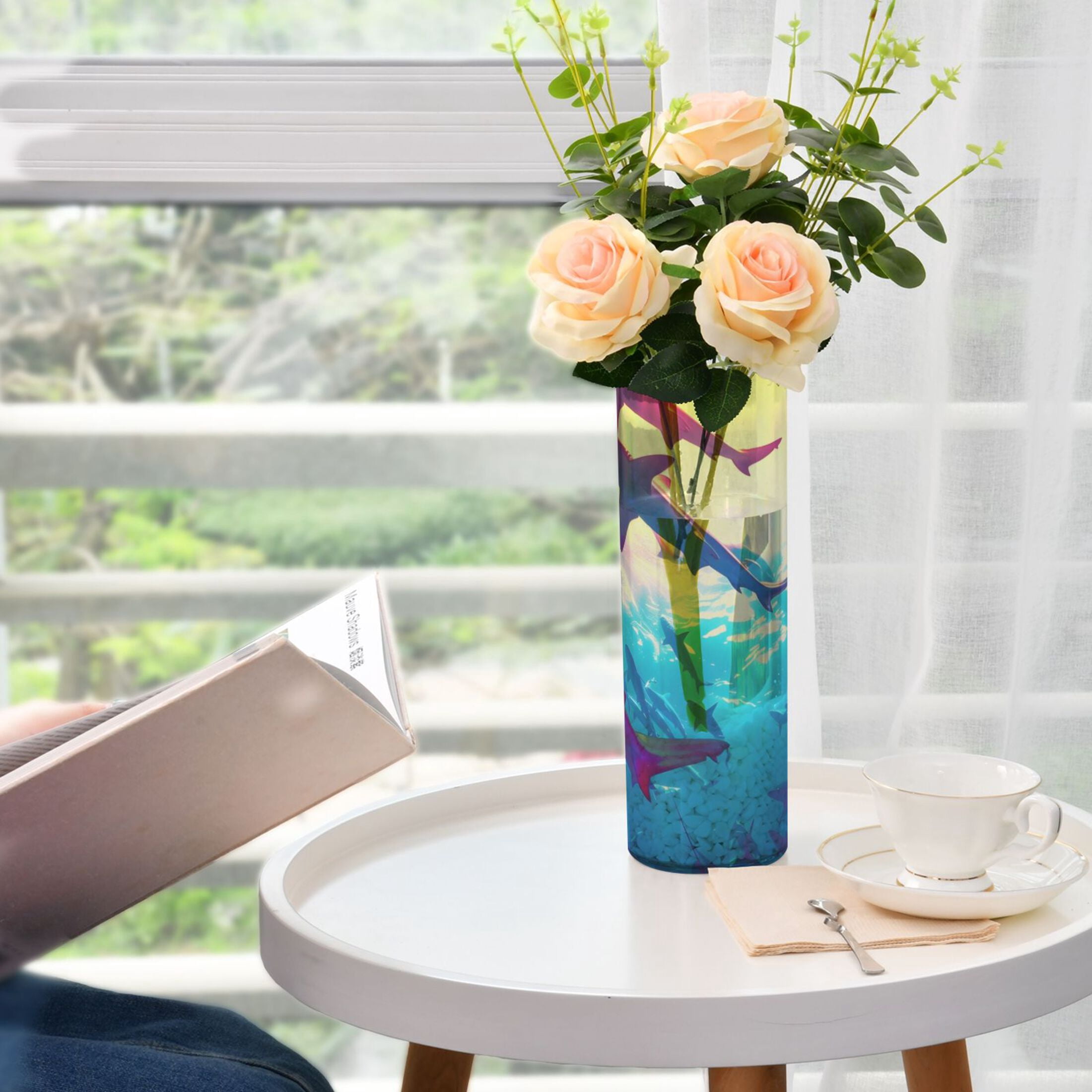 Sharks Underwater Flower Vase 11.8x3.9 inch Vases Clear Non Breakable ...