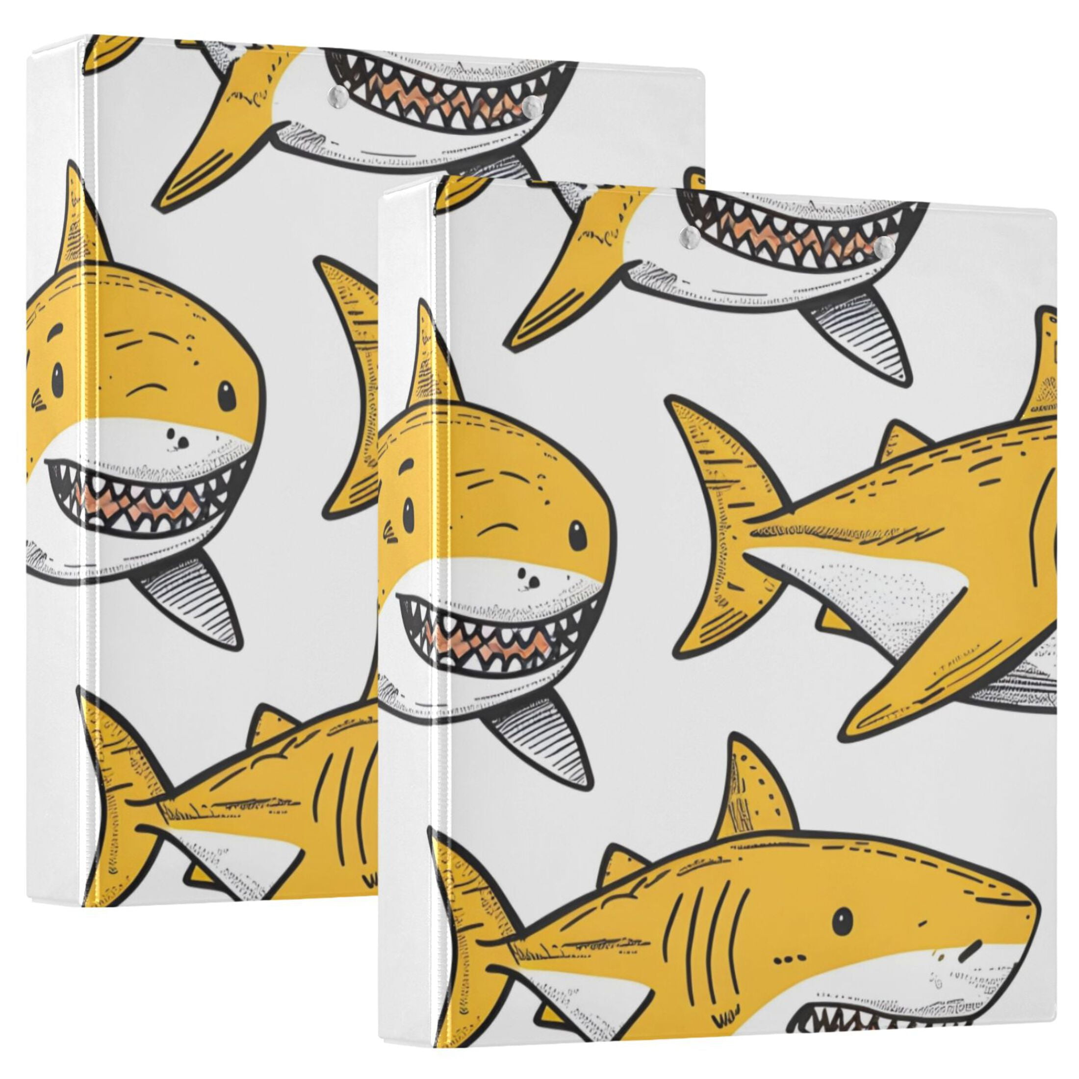 Sharks Yellow 3 Ring Binders 1.5 inch Hardcover File Folders with ...