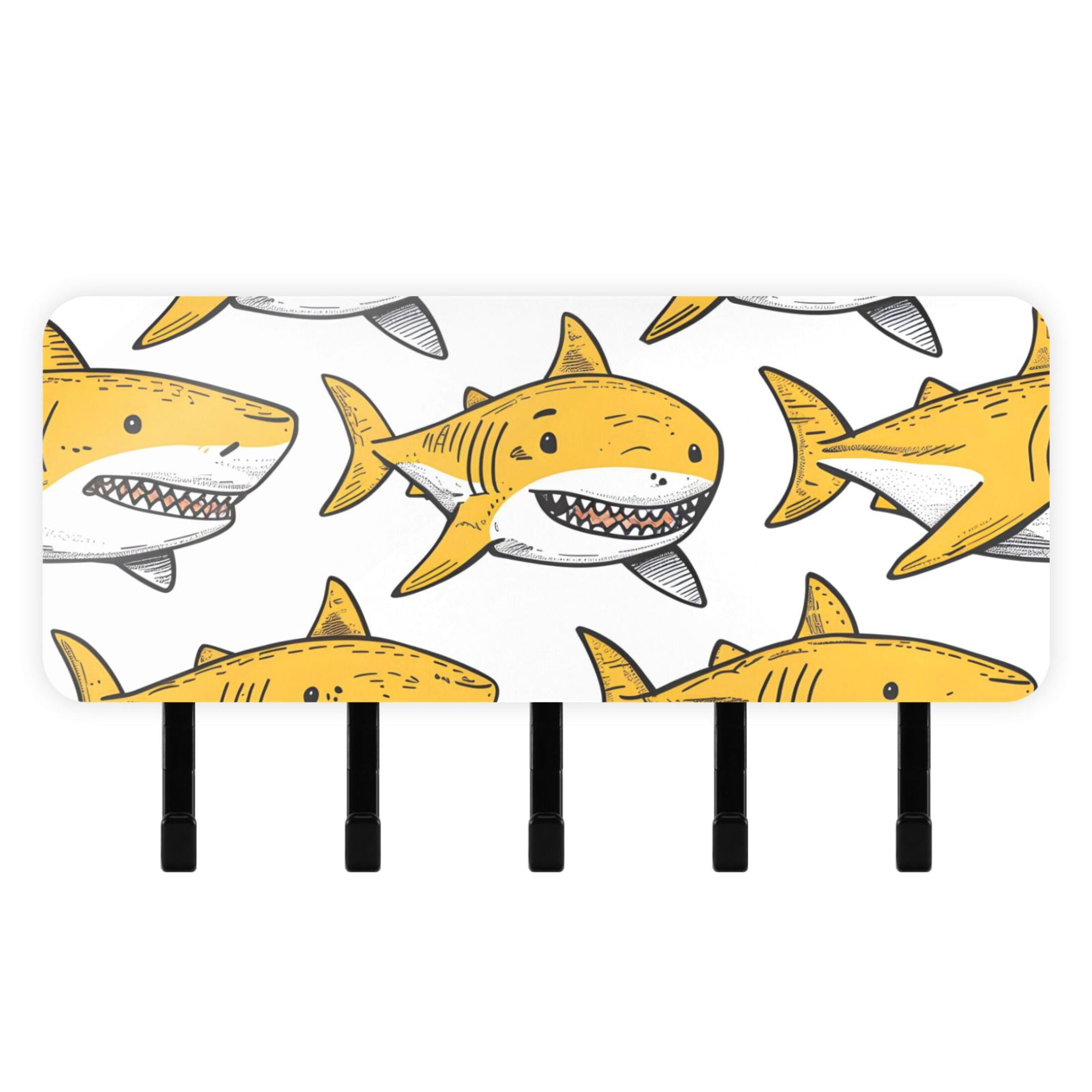 Sharks Yellow Key Holder for Wall Mail Holder Organizer with 5 Key ...