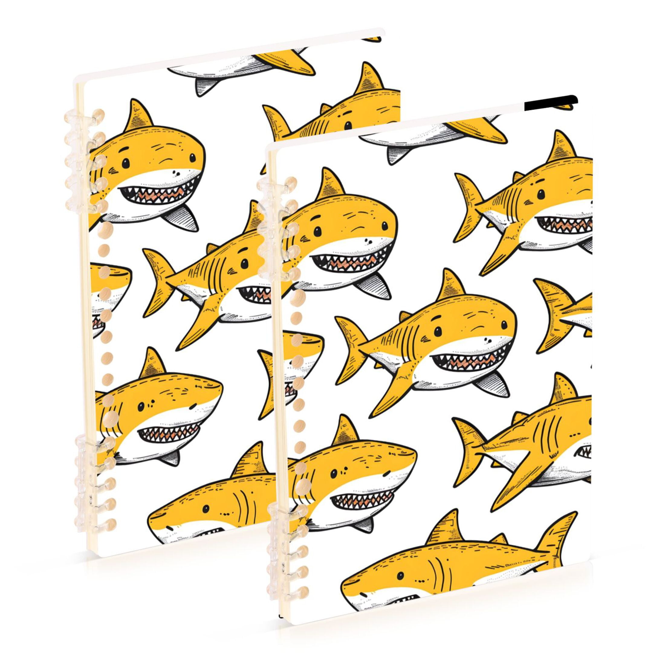 Sharks Yellow Ring Binder Notebook Journey Note Diary College Ruled ...