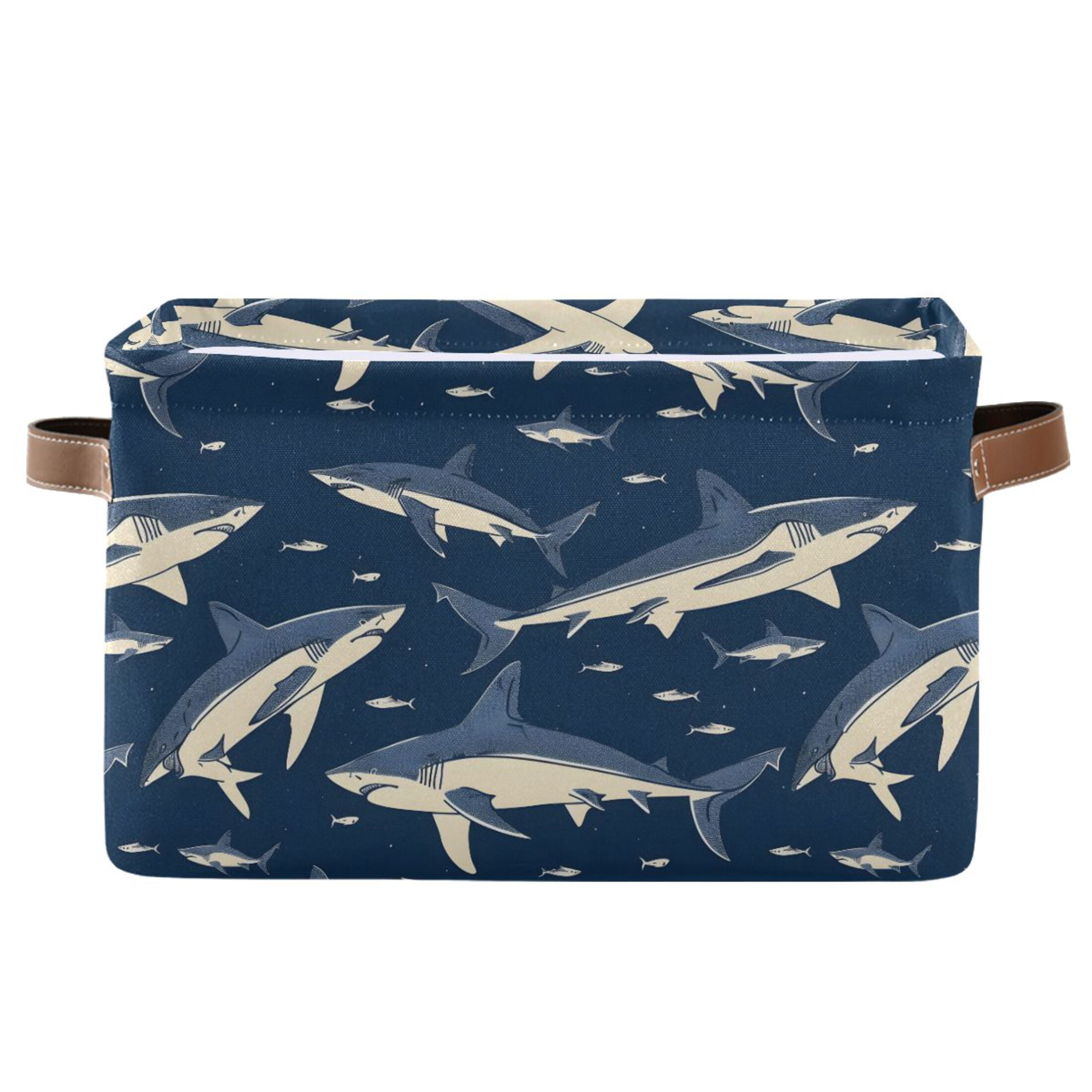 Sharks and Fish Swimming Storage Bins with Handle Fabric Organizer ...