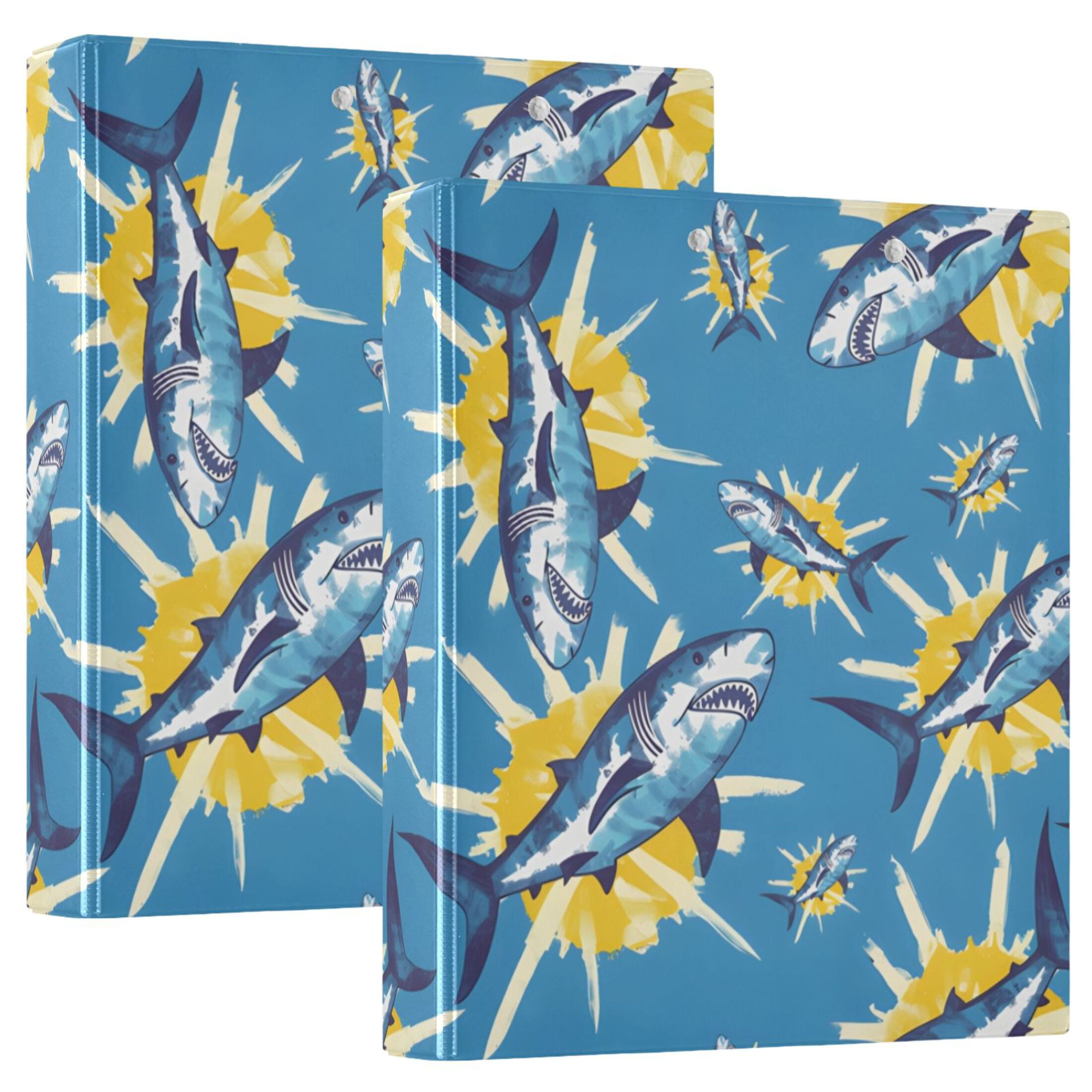 Sharks and Tie Dye 3 Ring Hardcover Binders 1.5" Round Rings for Letter ...