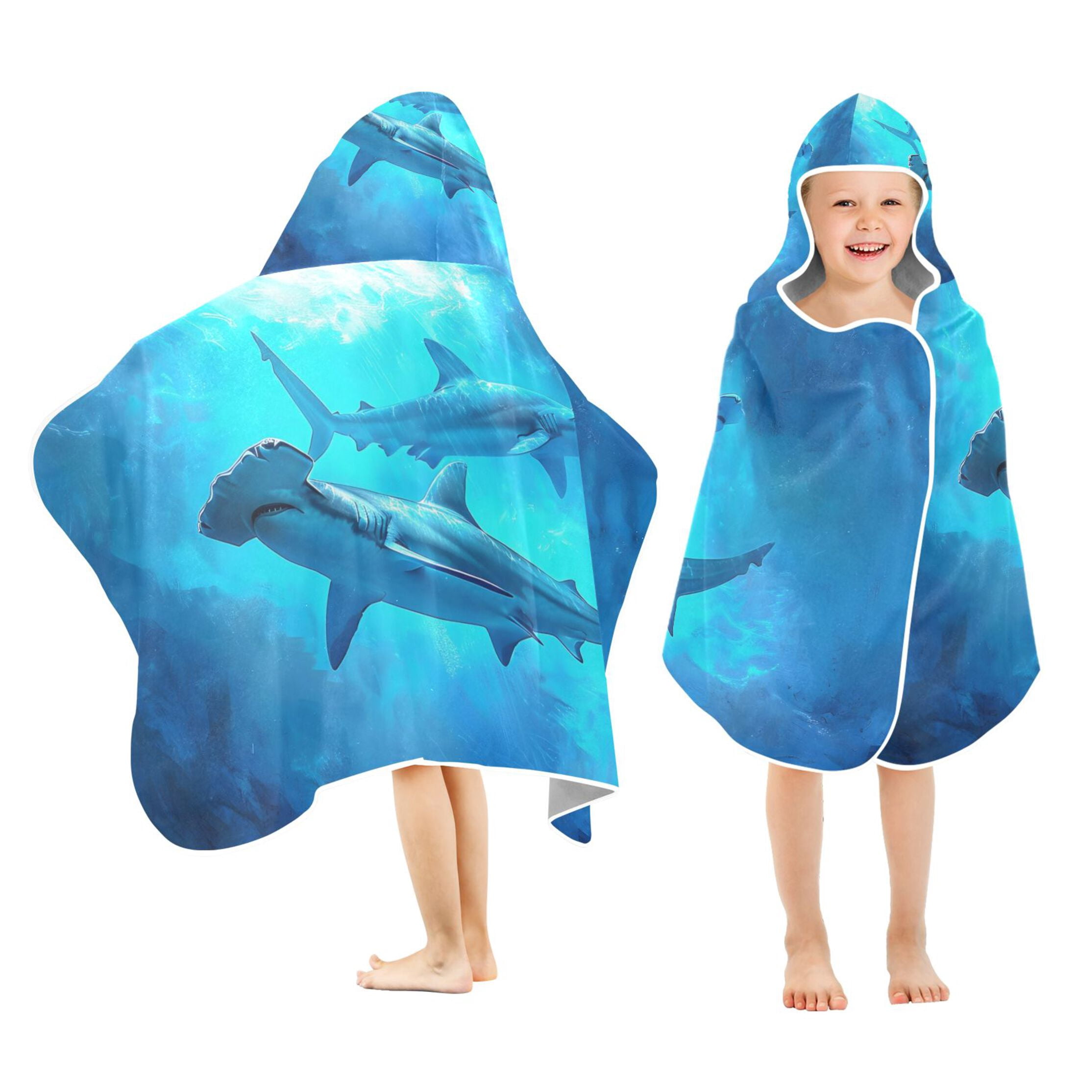 Sharks in Ocean Kids Hooded Beach Towel Baby Bath Poncho Towels with ...