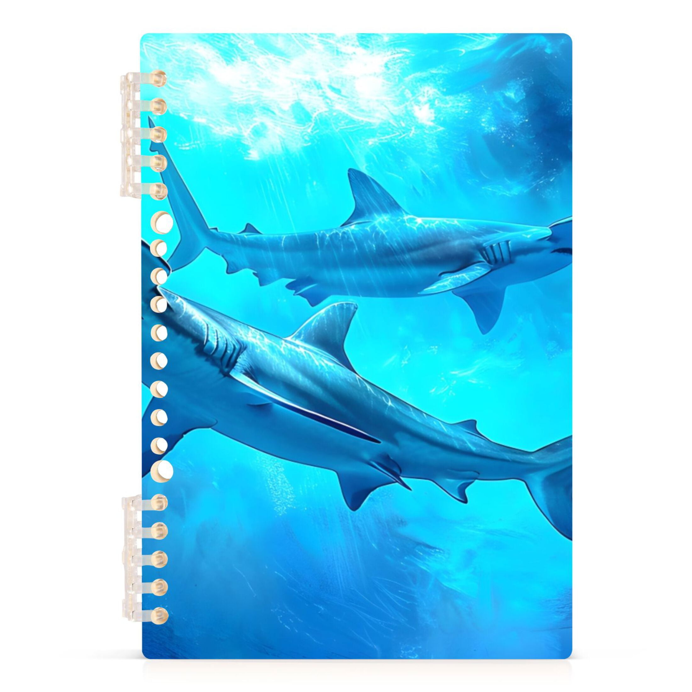 Sharks in Ocean Spiral Journal Notebook College Ruled Notebook 8.3" x 5 ...