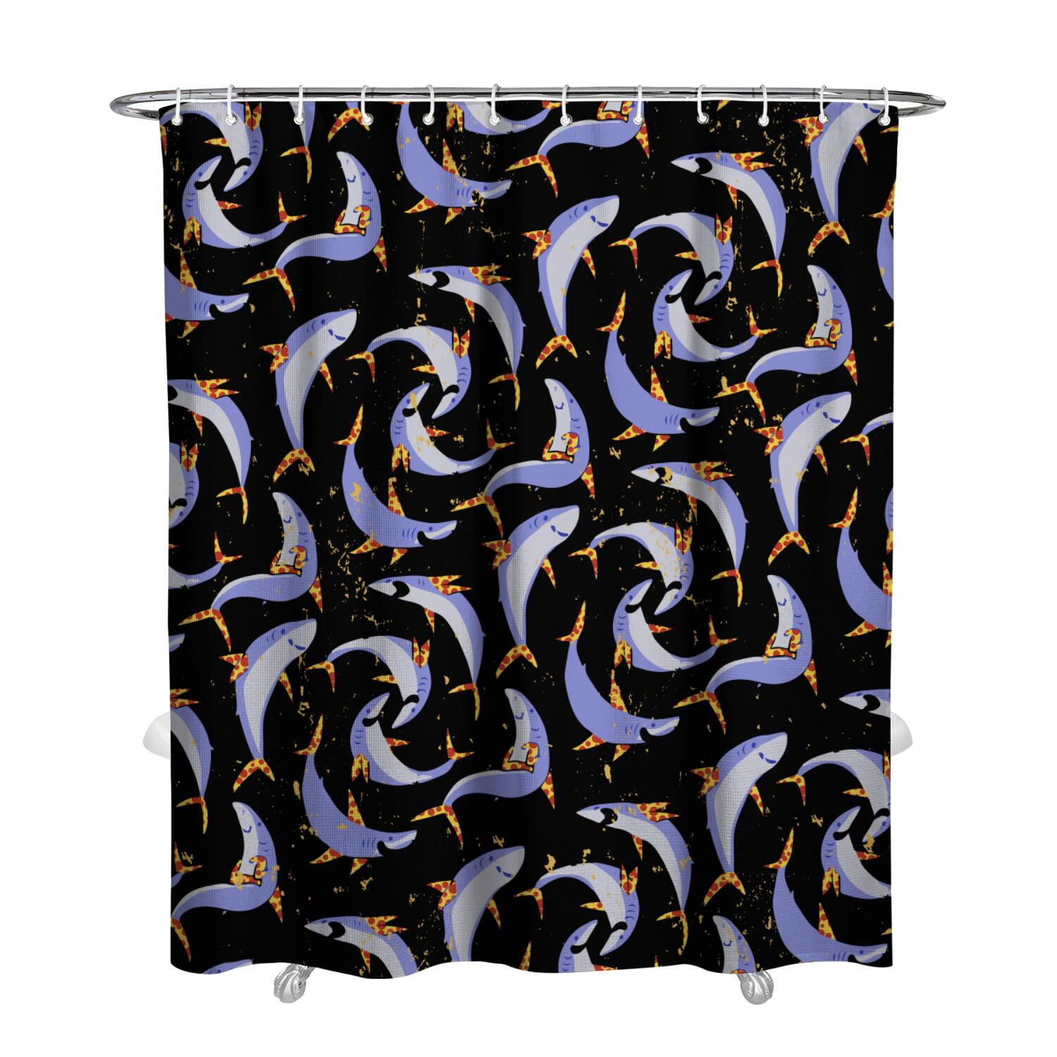 Sharky Smiles Kids Shower Curtain 72x84in, Adorable Cartoon Sea Animals ...