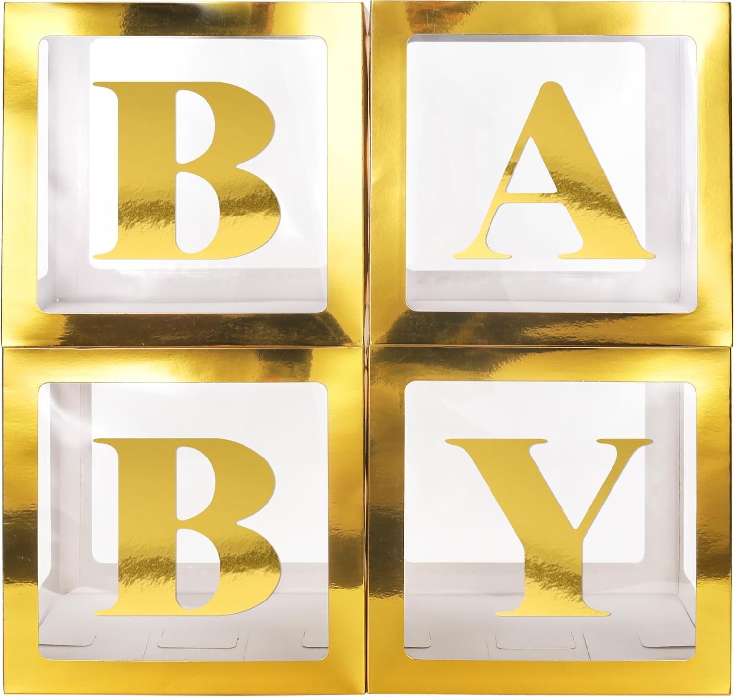Sharlity Baby Boxes with Letters for Baby Shower, 4 Pcs Transparent ...