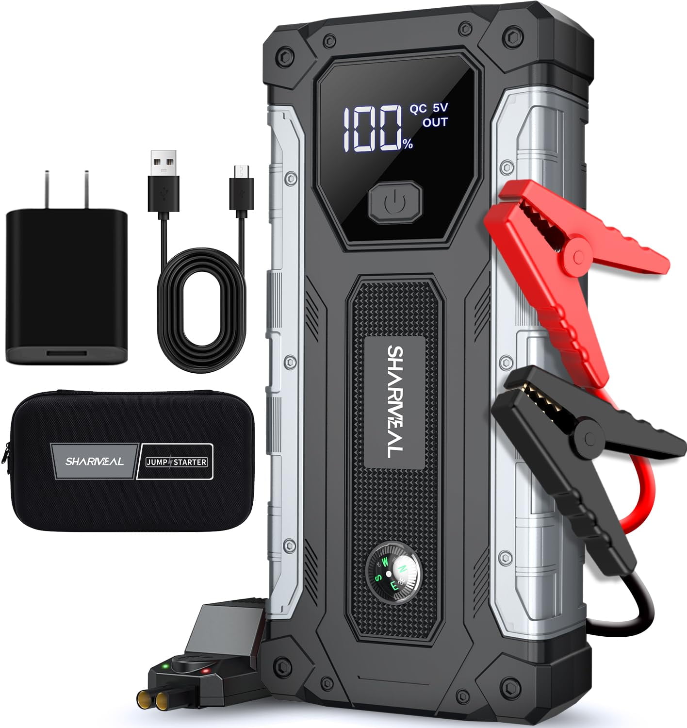 Sharmeal Car Battery Jump Starter 6000A, Jump Starter Battery Pack for ...