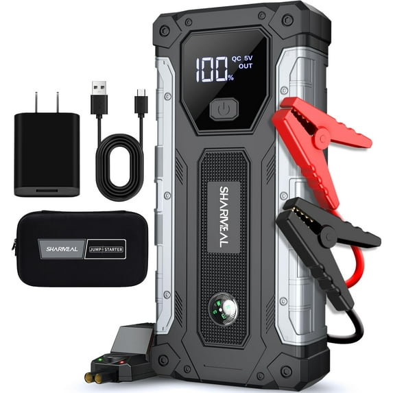 Sharmeal Car Battery Jump Starter 6000A, Jump Starter Battery Pack for ...