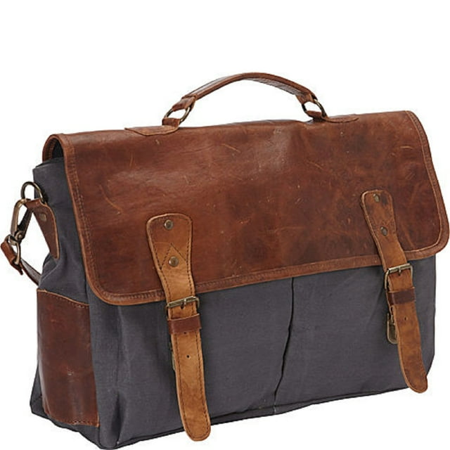 Sharo Laptop Messenger Bag and Brief Brown Leather/ Canvas - Walmart.com