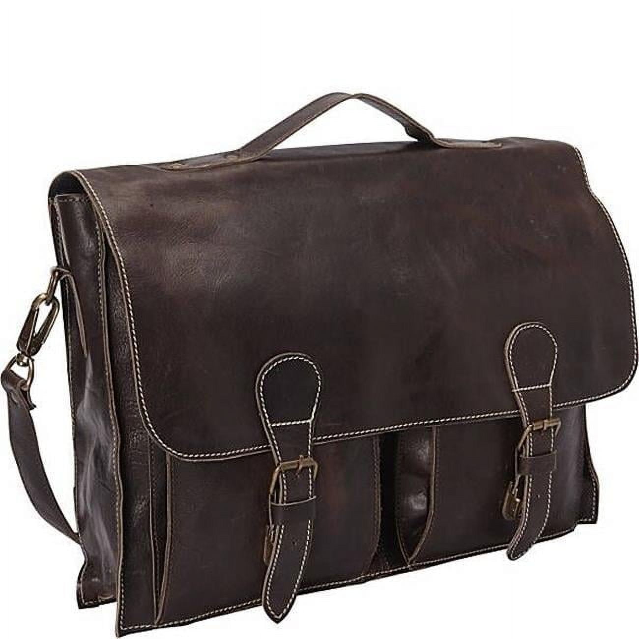 Sharo Soft Leather Laptop Messenger Bag and Brief with Contrast Stitching - Walmart.com
