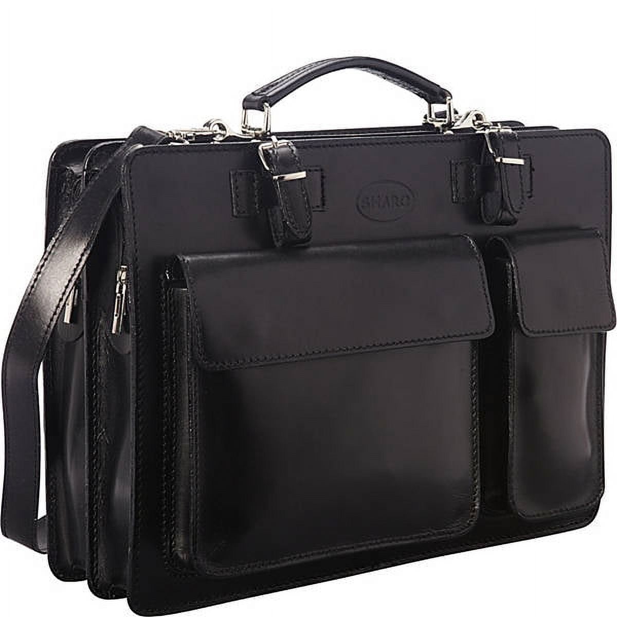 Sharo 'The Organizer': Italian Leather Laptop Brief and Messenger Bag ...