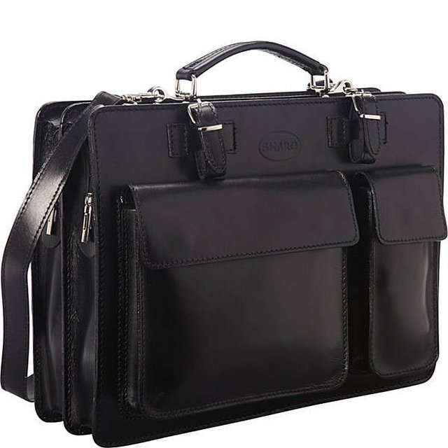 Sharo 'The Organizer': Italian Leather Laptop Brief and Messenger Bag with iPad Compartent ...