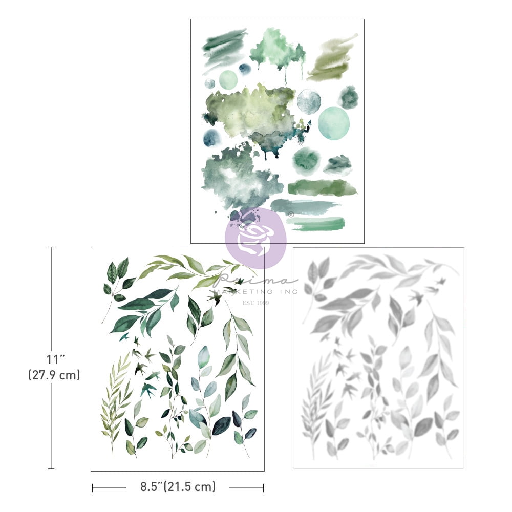 Prima Marketing Rub-On Transfers 85" x 11" for Greenery Day (3 Sheets ...
