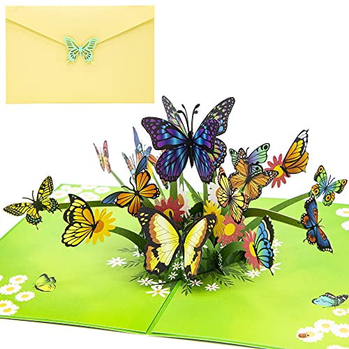 Sharonlily Flying Butterflies Pop Up Card, 3D Flower Butterfly Birthday ...