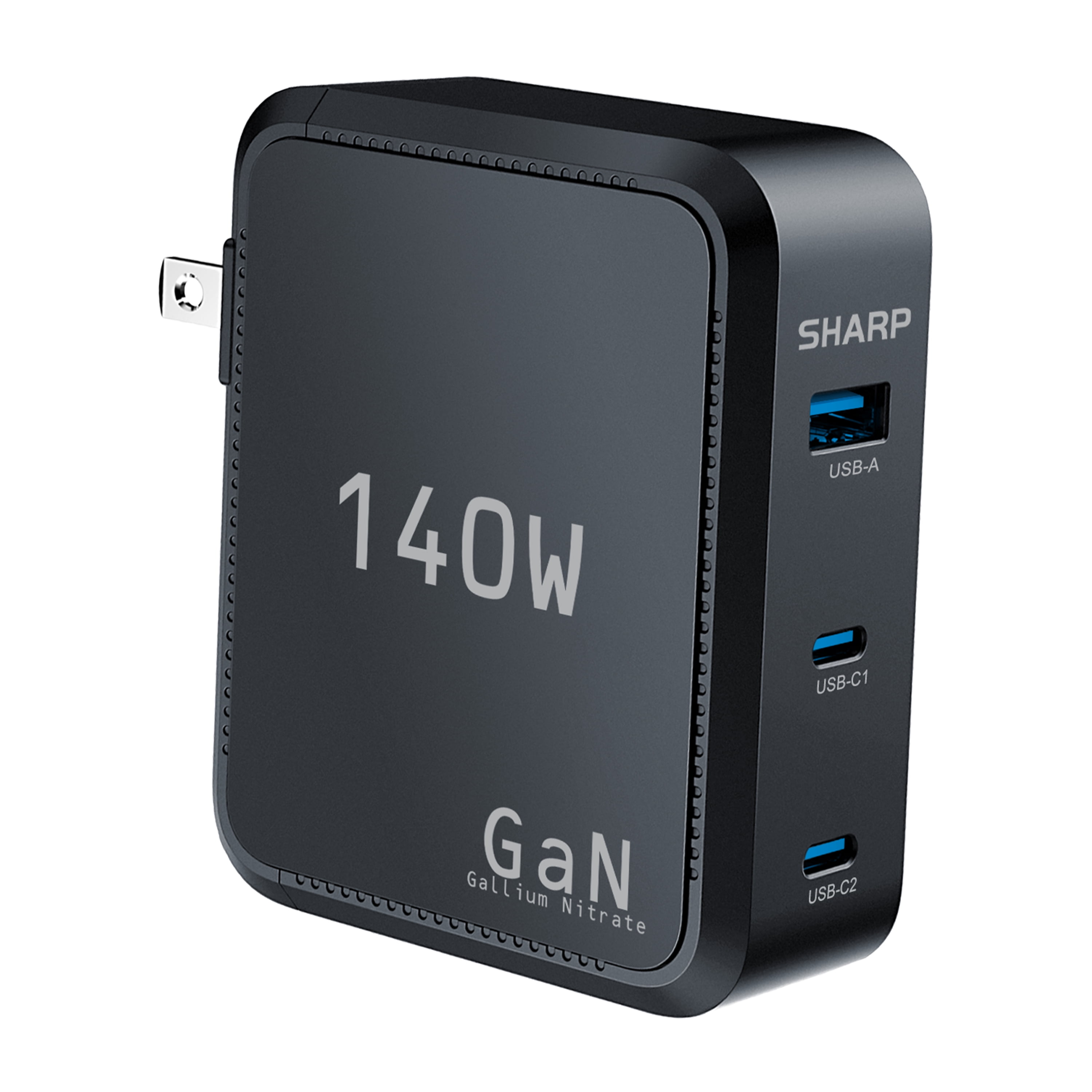 Sharp 140W USB C Charger, Compact Foldable GaN Fast Charge 3-Port (2 ...