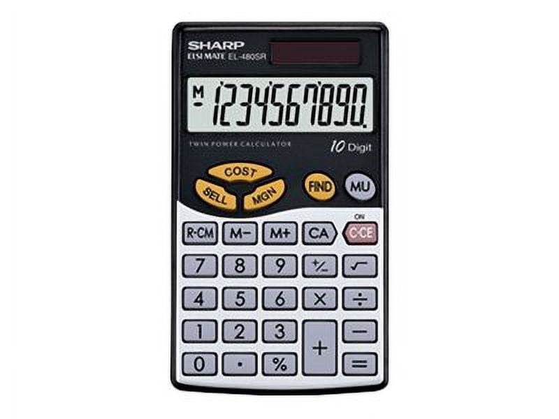 Sharp EL480 Handheld Calculator - 10 Digit(s) - LCD - Battery/Solar ...