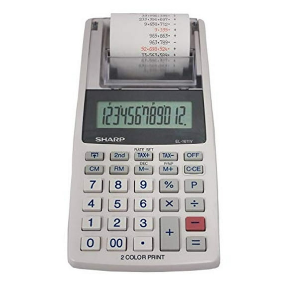Sharp El-1611V 12-Digit Mini Printing Calculator (El1611V) - Walmart.com