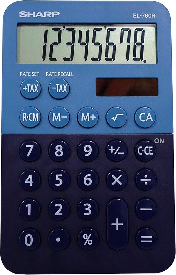 Sharp El-760R 8-Digit Desktop Calculator with Tax, Percent and Square Root Keys, and A Large LCD ...