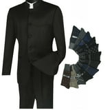 Sharp Mandarin Banded Collar Nehru Church Suit w/1 Pair Socks - Black ...