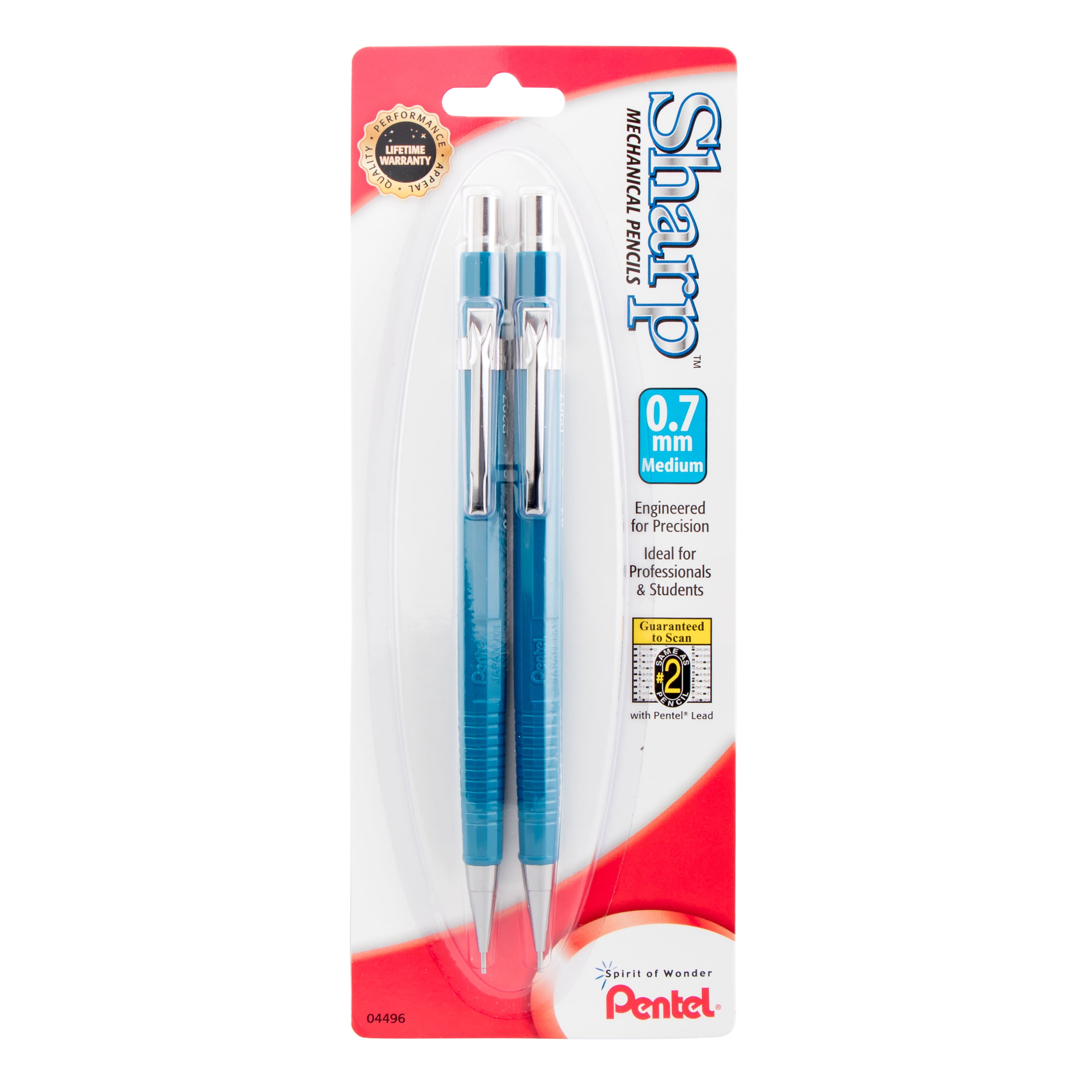 Sharp Mechanical Pencil, 0.7 Mm, Hb (#2.5), Black Lead, Blue Barrel, 2 ...
