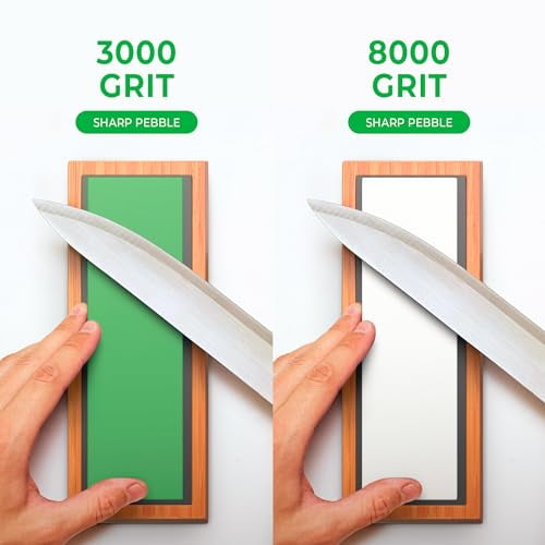 Sharp Pebble Premium Whetstone Knife Sharpening Stone 2 Side Grit 3000/8000 Wetstone Kit -Wet ...