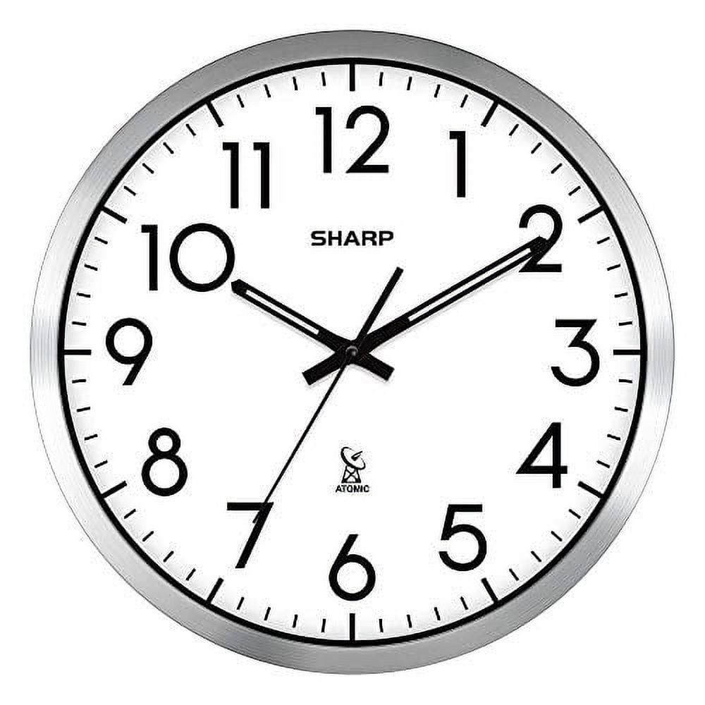 "Sharp 12"" Large Indoor Atomic Analog Wall Clock, Auto-Set, Battery ...