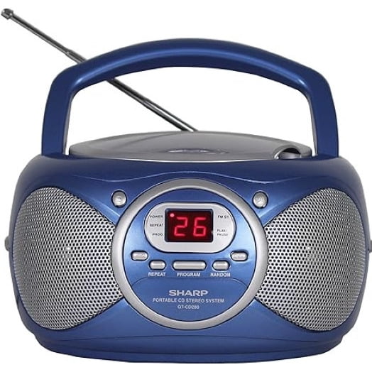 Sharp QT-CD280(BL) Top-Loading CD MP3 Player Boom Box with a Built-In ...