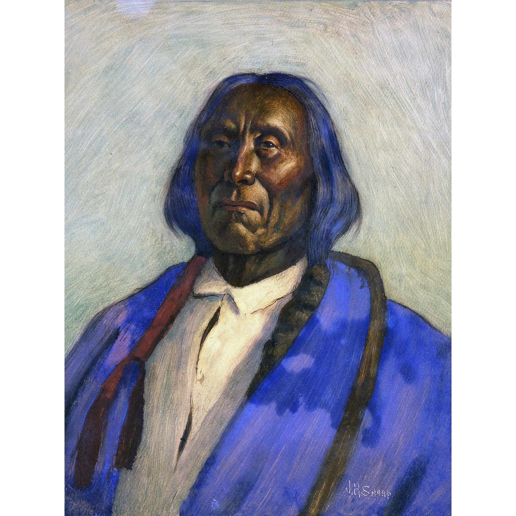 Sharp Red Cloud Native American Sioux Painting Extra Large Art Print ...