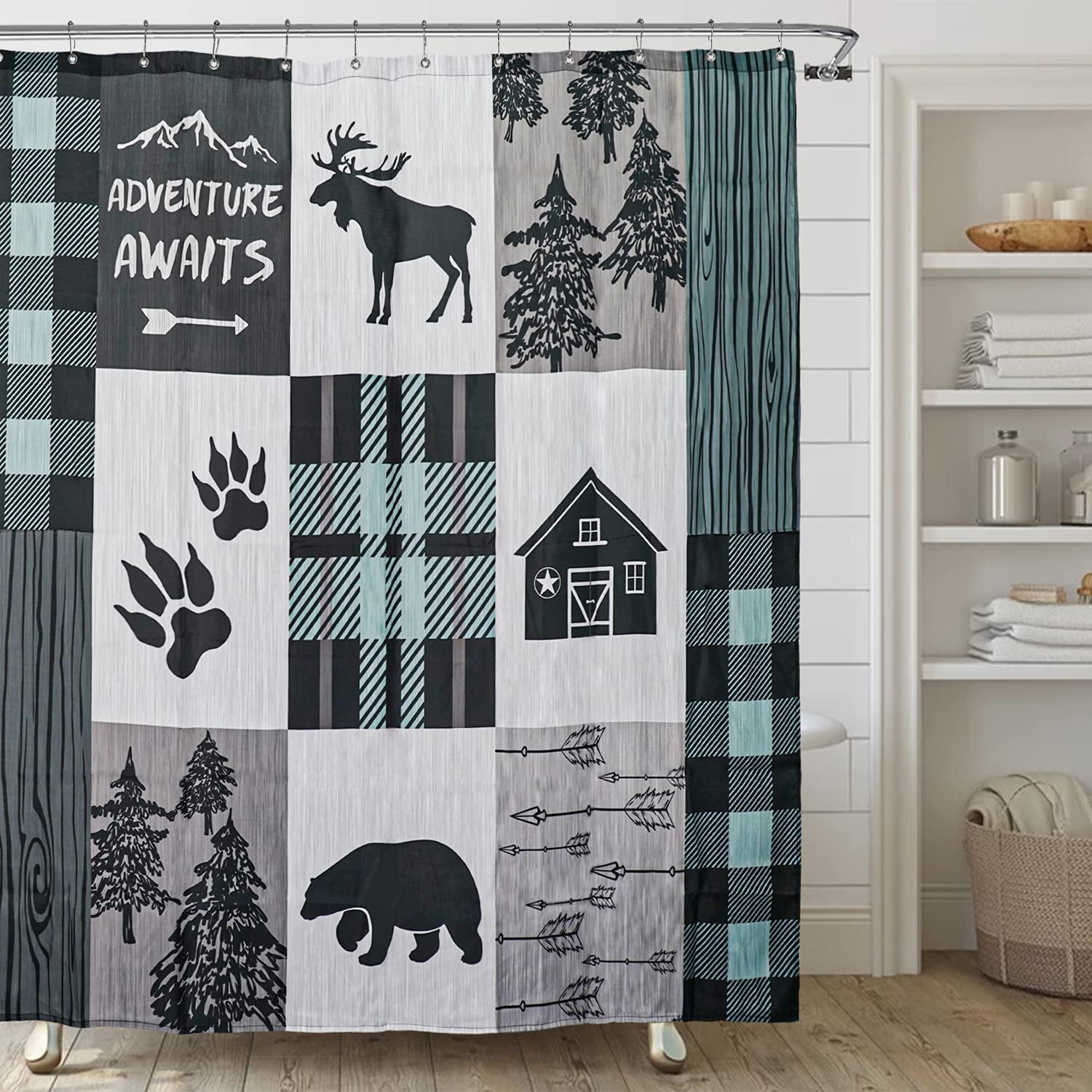Sharp Shirter Bear Shower Curtain Set Funny Shark Bathroom Decor ...