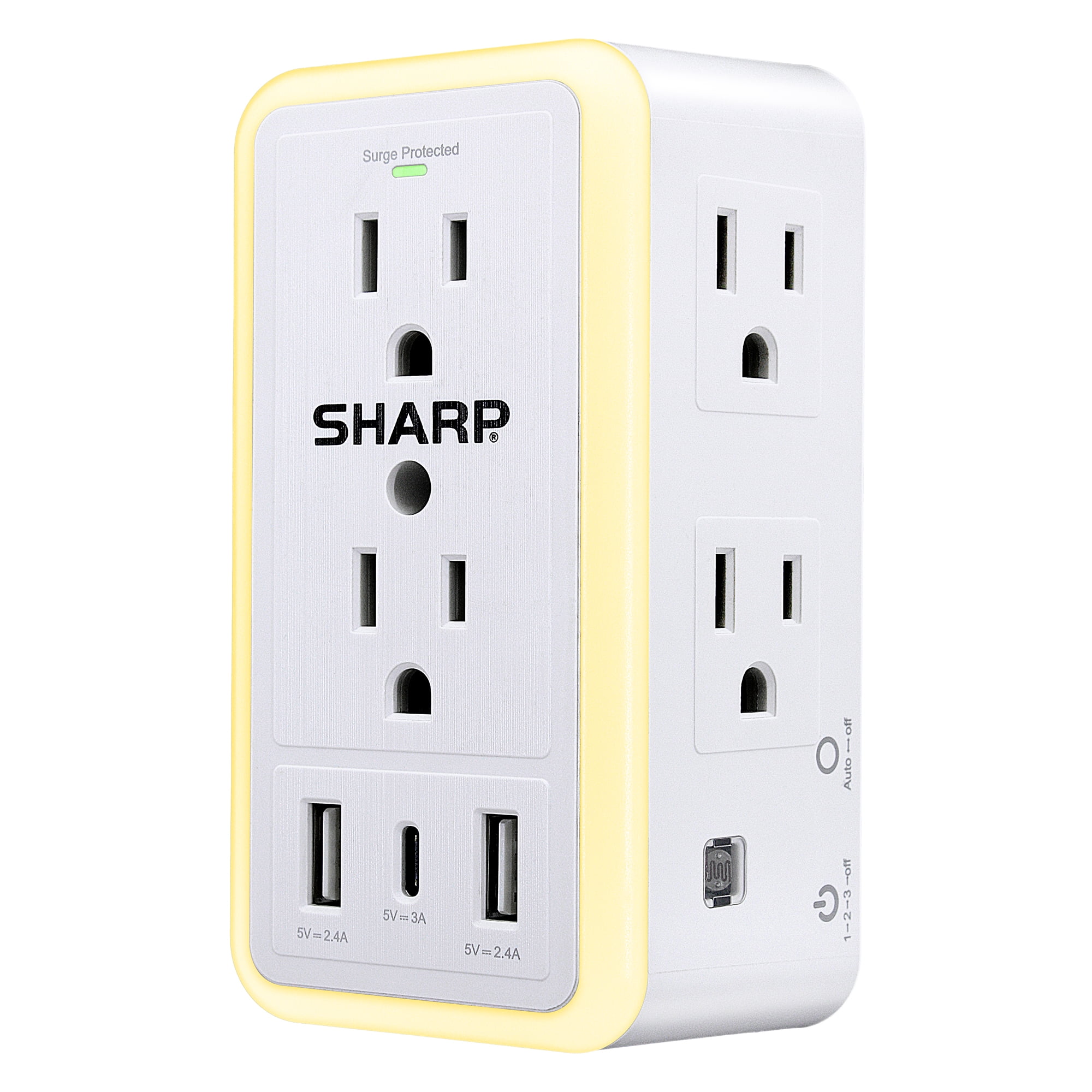 SHARP White USB Electrical Outlet, 9 in 1 Fast Charge - Walmart.com