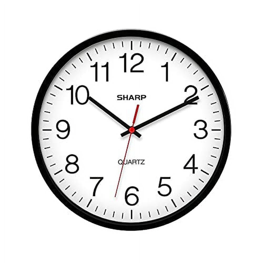 Sharp Wall Clock, 10 Inch Silent Non Ticking Quartz Battery Operated ...