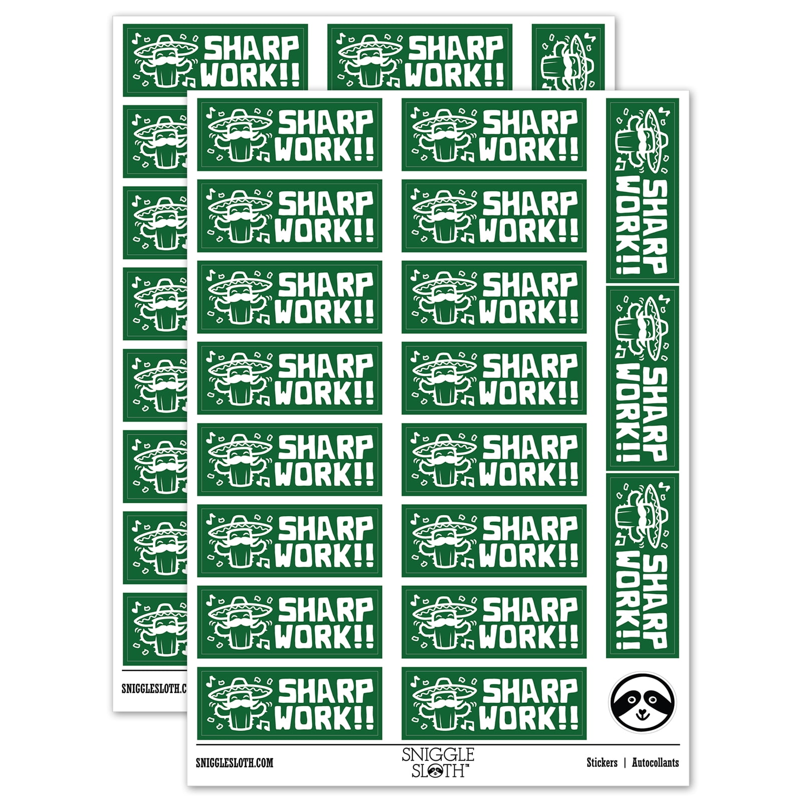 Sharp Work Fiesta Cactus Teacher Student School Sticker Set - Dark ...